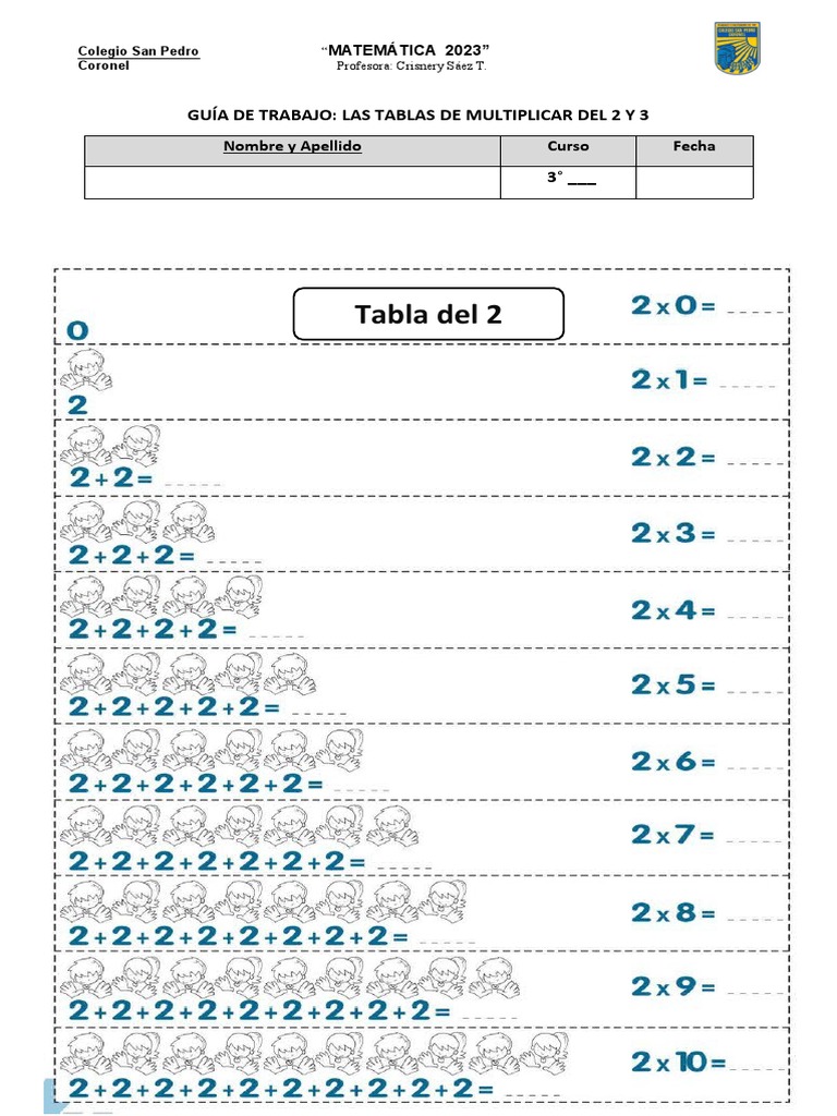 Guía de Trabajo Tablas Del 2 y 3 | PDF