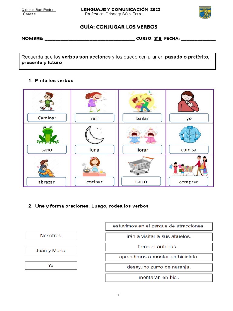 Actividades de Verbos para 2° Grado | PDF | Artes del Lenguaje y ...
