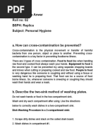 Personal Hygiene Checklist | PDF | Hygiene | Toothbrush