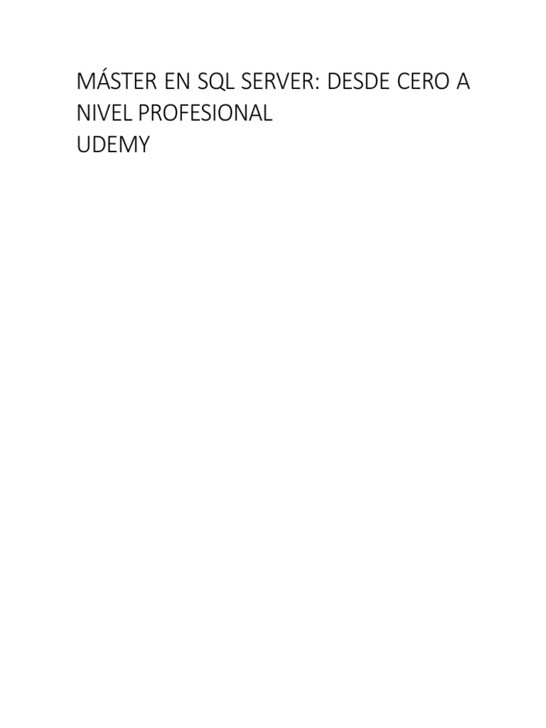 Máster en SQL Server | PDF | Byte | Bases de datos Máster en SQL Server | PDF | Byte | Bases de datos