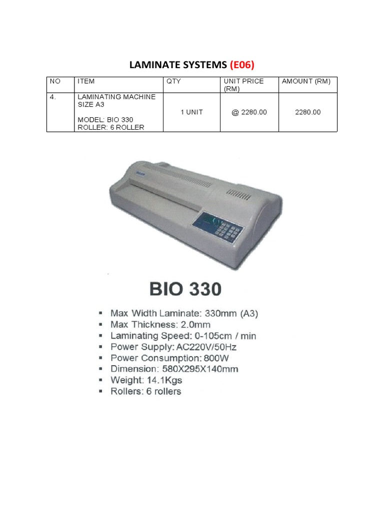 E06 Laminate Systems Bio 330 | PDF