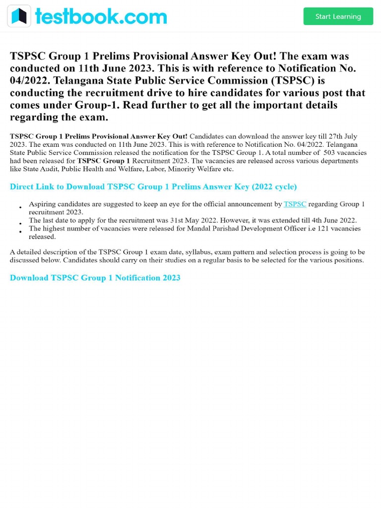 TSPSC Group 1exam Info | PDF