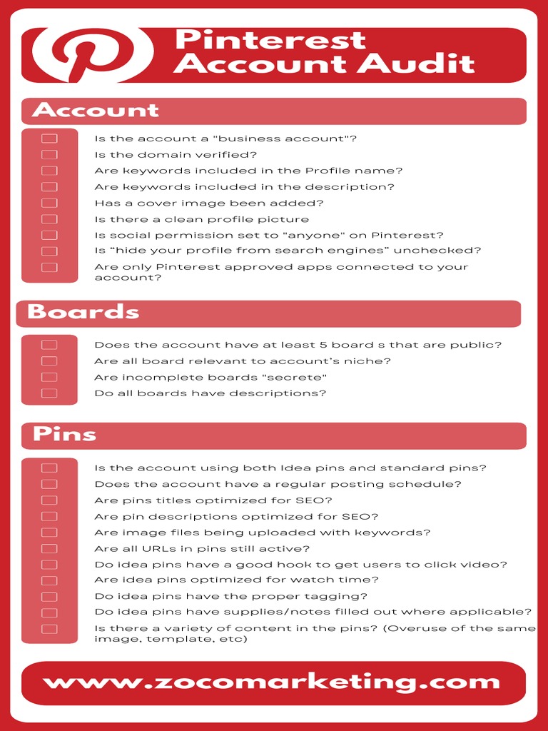 Pinterest Account Audit Checklist PDF | PDF