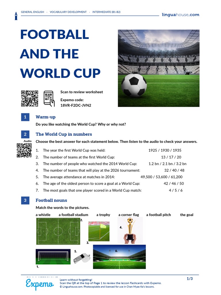 Football Vocabulary for World Cup Learners | PDF | Association Football ...