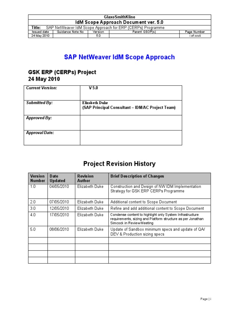 GSK - SAP IDM Implementation Strategy Paper V 5 0 | PDF | Databases ...