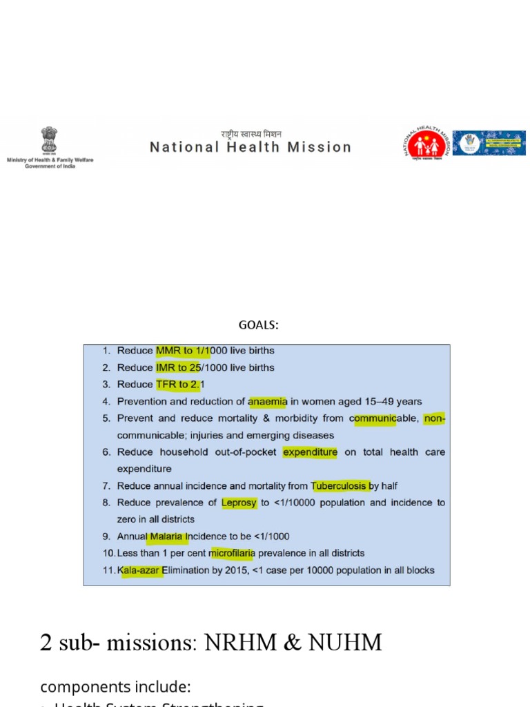 NRHM vs NUHM: Key Objectives Explained | PDF