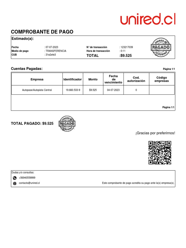 Comprobante de Pago | PDF | Finanzas y dinero