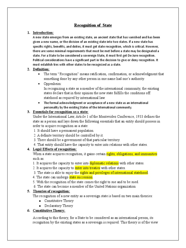 Recognition of State | PDF