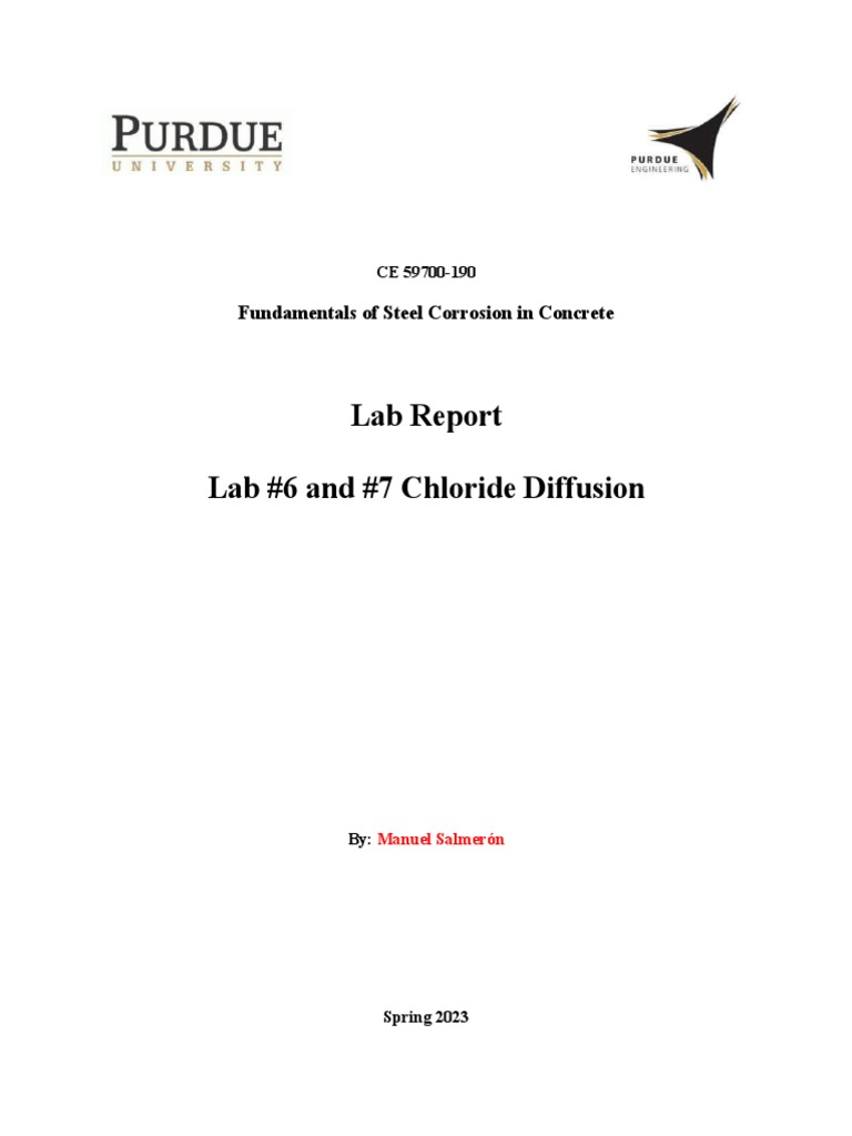 Chloride Diffusion in Concrete Lab Report | PDF