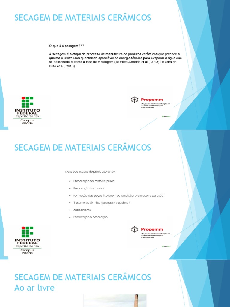 SECAGEM DE MATERIAIS CERÂMICOS | PDF | Calor | Transferência de calor