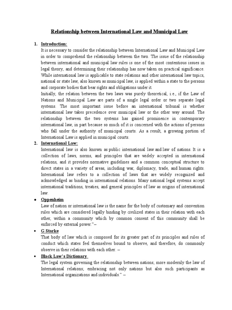 Relationship Between International Law and Municipal Law | PDF ... Relationship Between International Law and Municipal Law | PDF ...