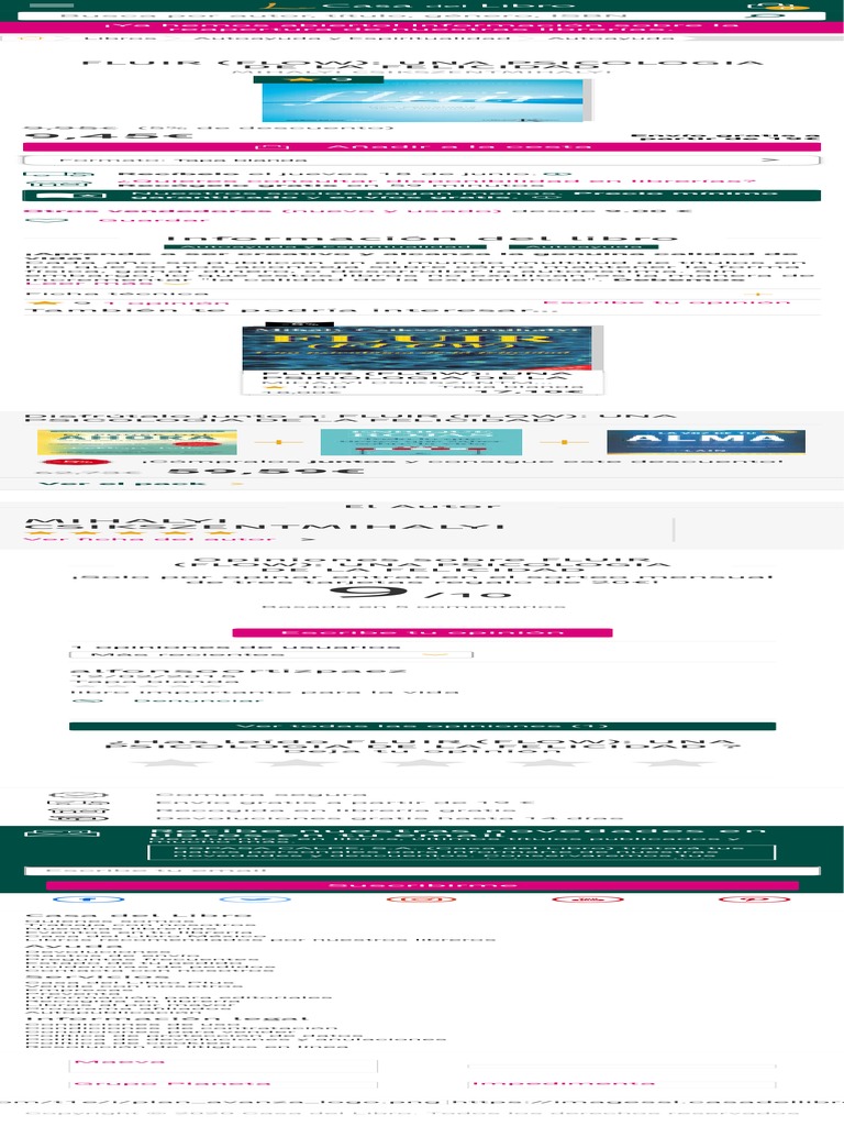 Fluir (Flow) Una Psicologia de La Felicidad Mihalyi Csikszentmihalyi ...