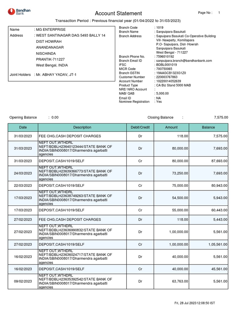 Statement | PDF | Deposit Account | Banks