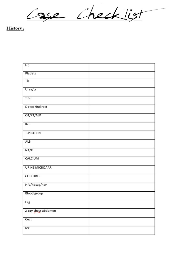 Case Check List | PDF