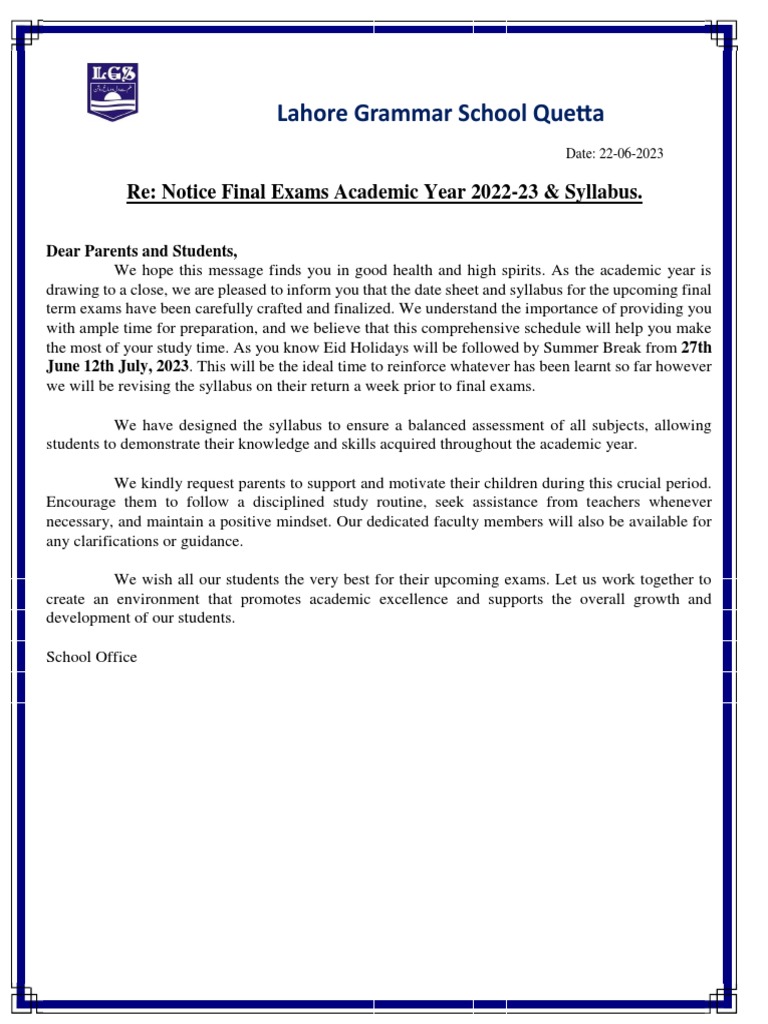 Grade 6 Final Exam Syllabus 2023 | PDF | Area