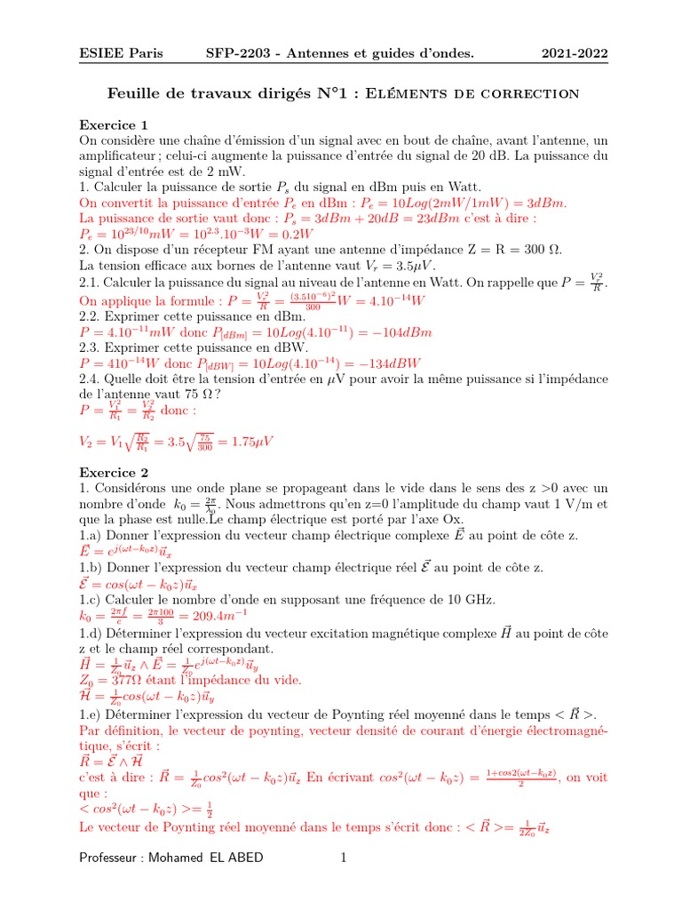 TD1 Eléments de Correction | PDF