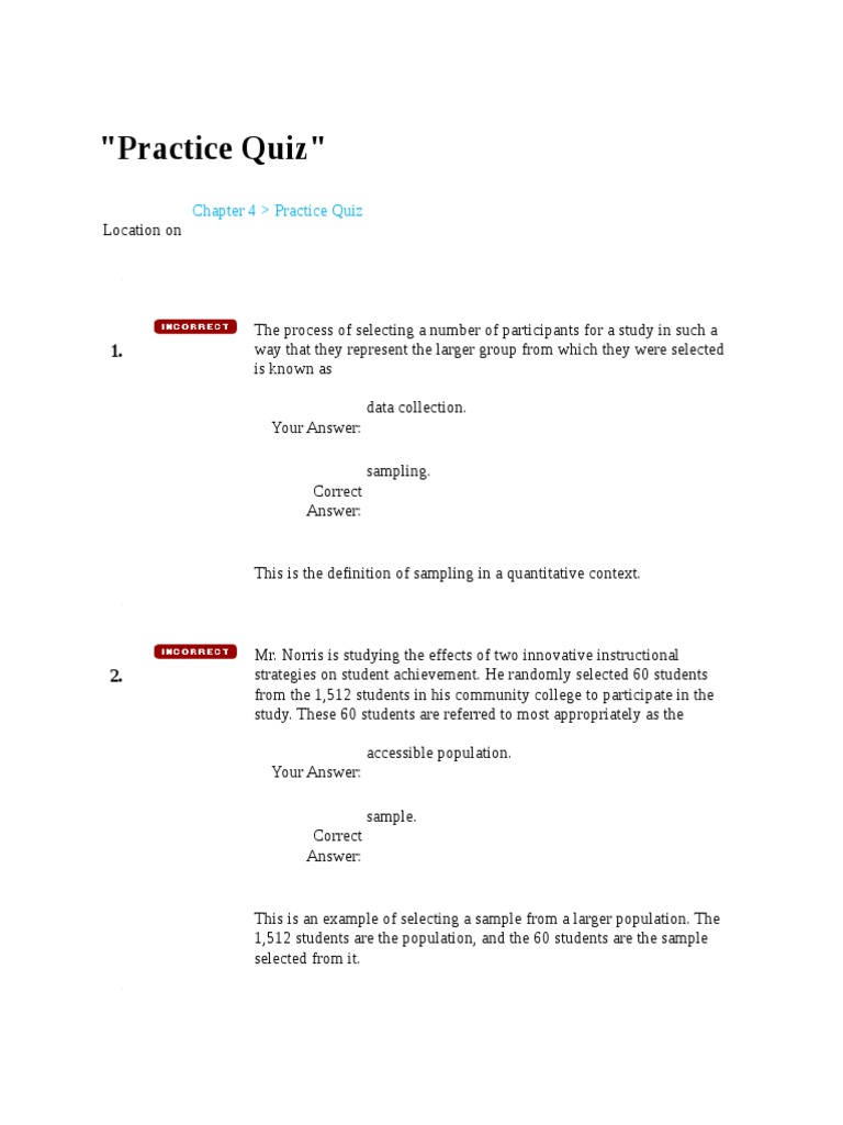 Practice Quiz | PDF | Sampling (Statistics) | Randomness