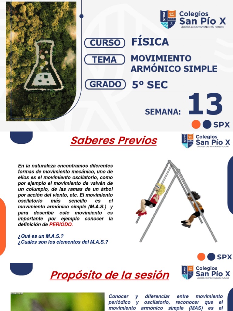Movimiento ArmÓnico Simple FÍsica 5º Sec Semana 13 Pdf