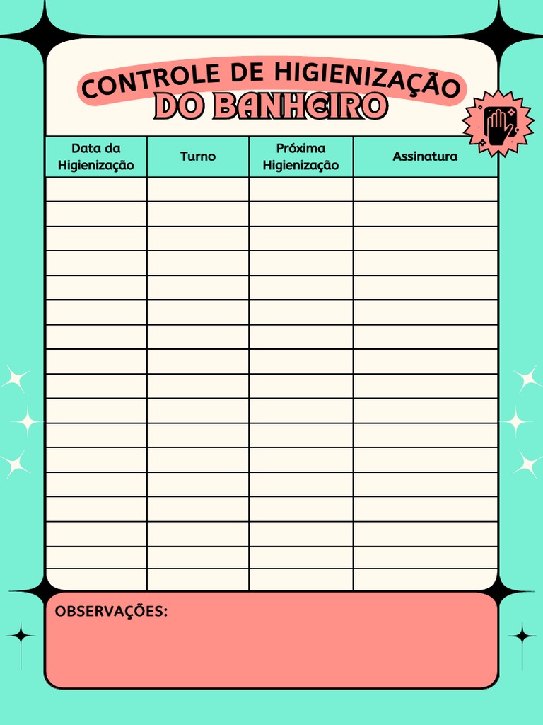 Documento A4 Tabela para Controle de Limpeza de Banheiro Retro Rosa e ... Documento A4 Tabela para Controle de Limpeza de Banheiro Retro Rosa e ...