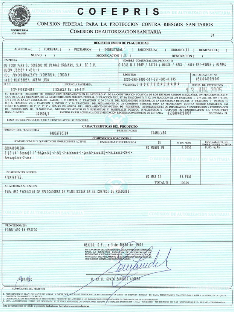 C-Real B Cofepris | PDF