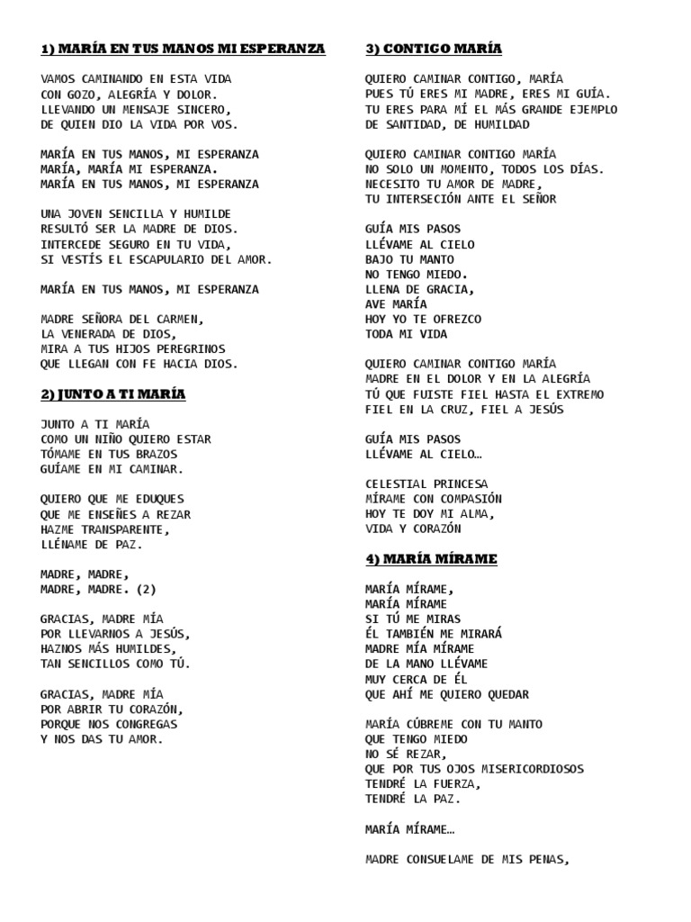 Cantos Marianos. Peregrinacion Juvenil 2023 | PDF | María, madre de ...