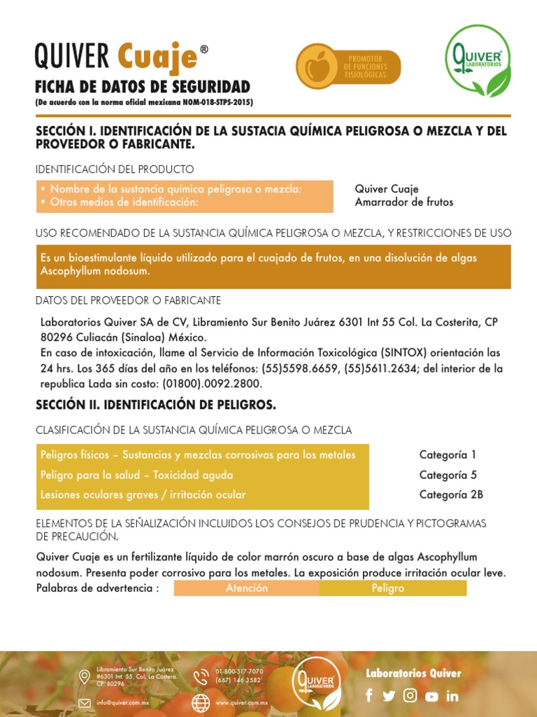 Hojas-de-Seguridad-Quiver-Cuaje | PDF