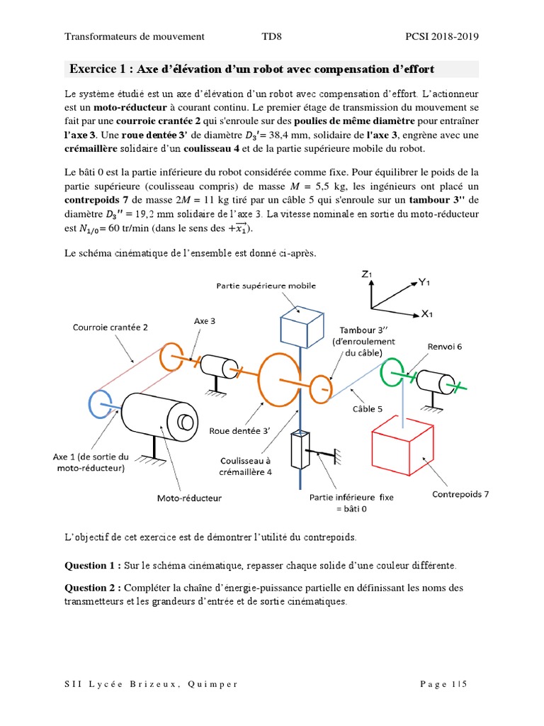 Exercice 1: Axe D'élévation D'un Robot Avec Compensation D'effort | PDF