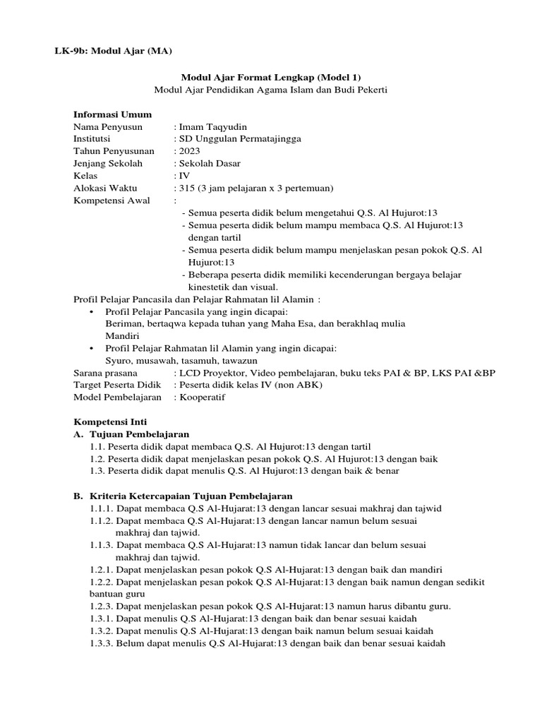 Modul Ajar Indahnya Keberagaman | PDF