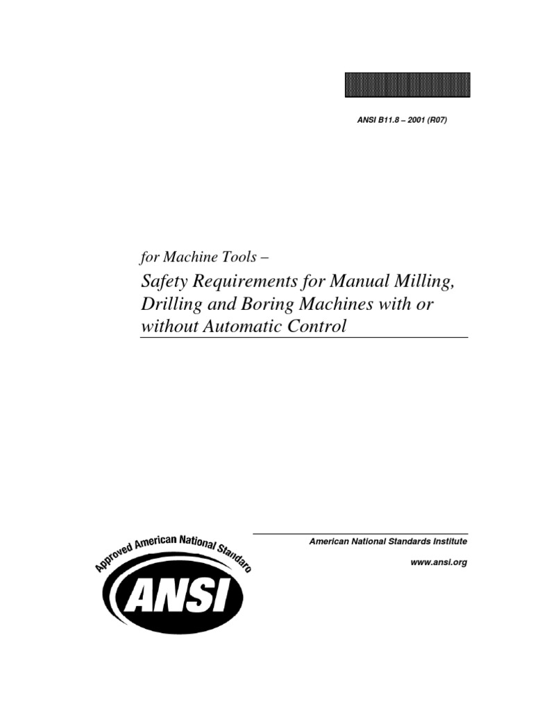 ANSI B11.8-2001 (R2007) | PDF