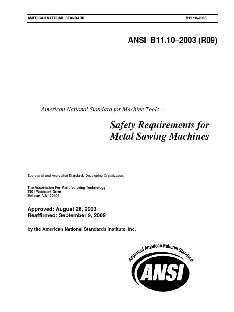 ANSI B11.10-2003 (R2009) | PDF