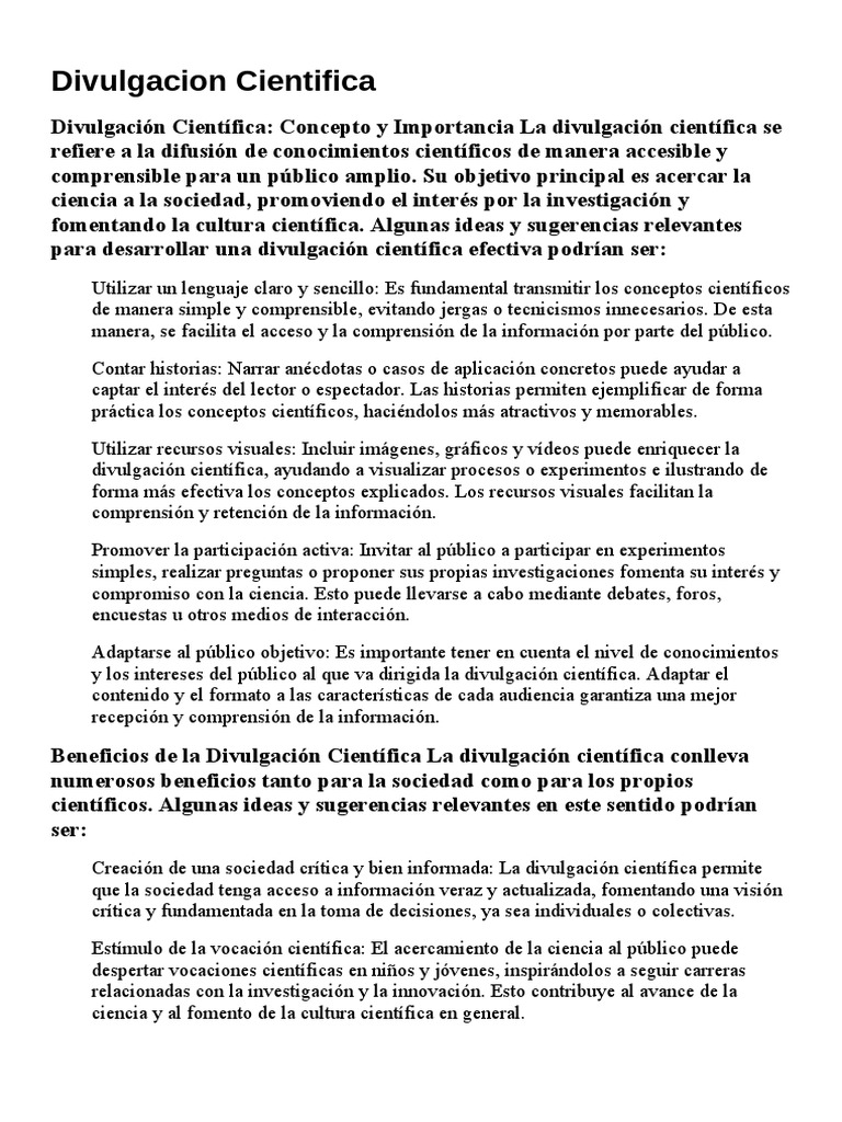 Divulgacion Cientifica | PDF | Ciencia popular | Science