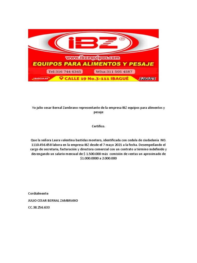 Certificación Laboral de Laura Bastidas | PDF | Salud y bienestar