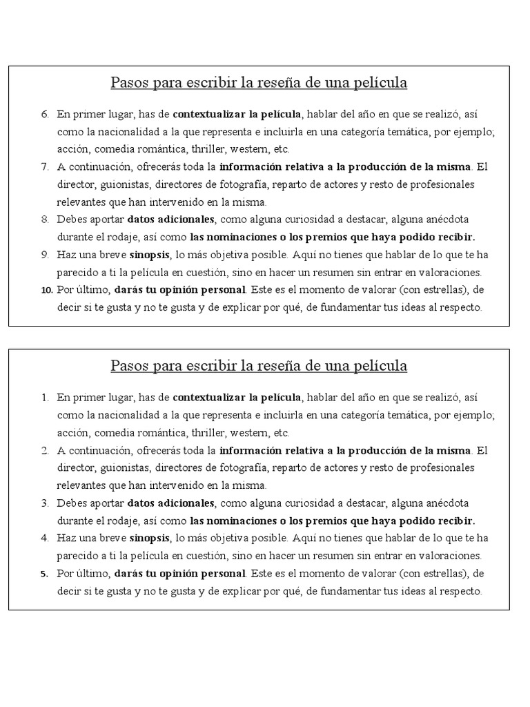 Como Escribir Una Reseña Cinematografica | PDF