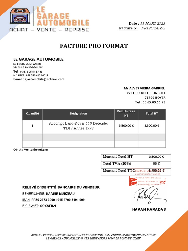 Facture Garage | PDF