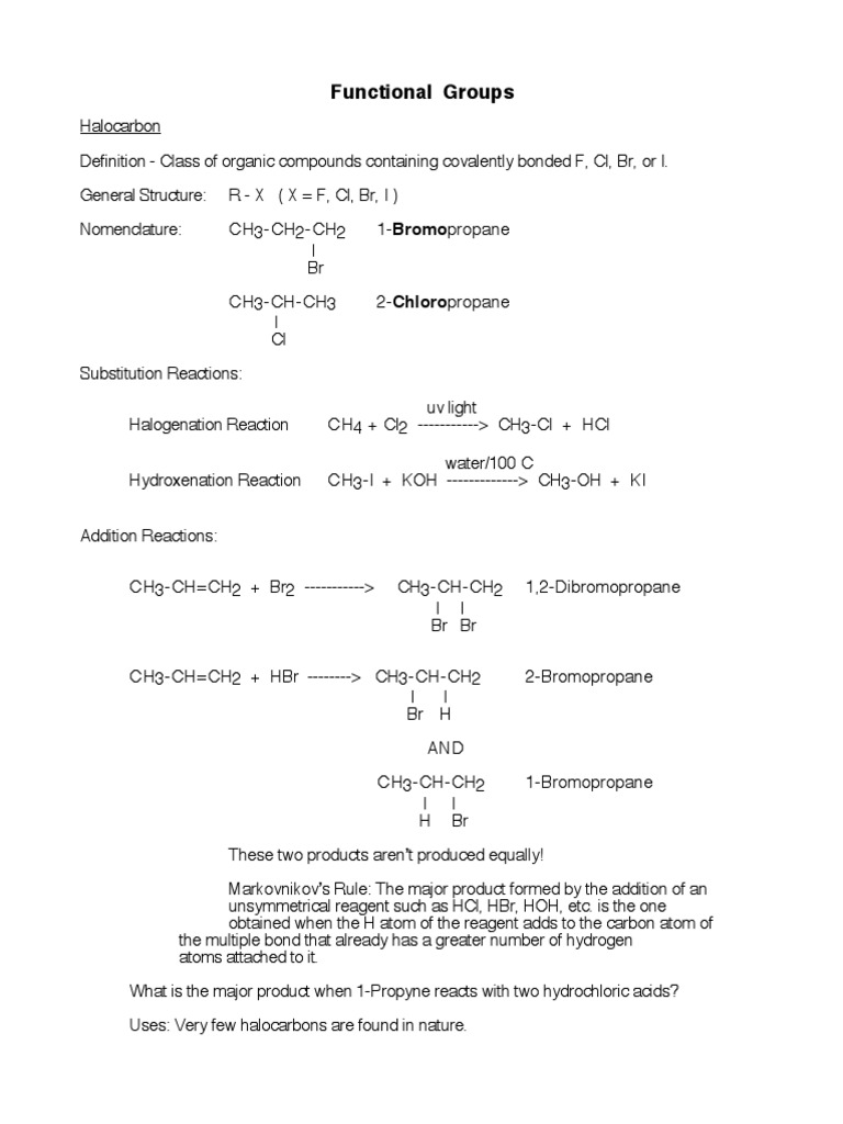 Functional Groups and Their Reactions | PDF