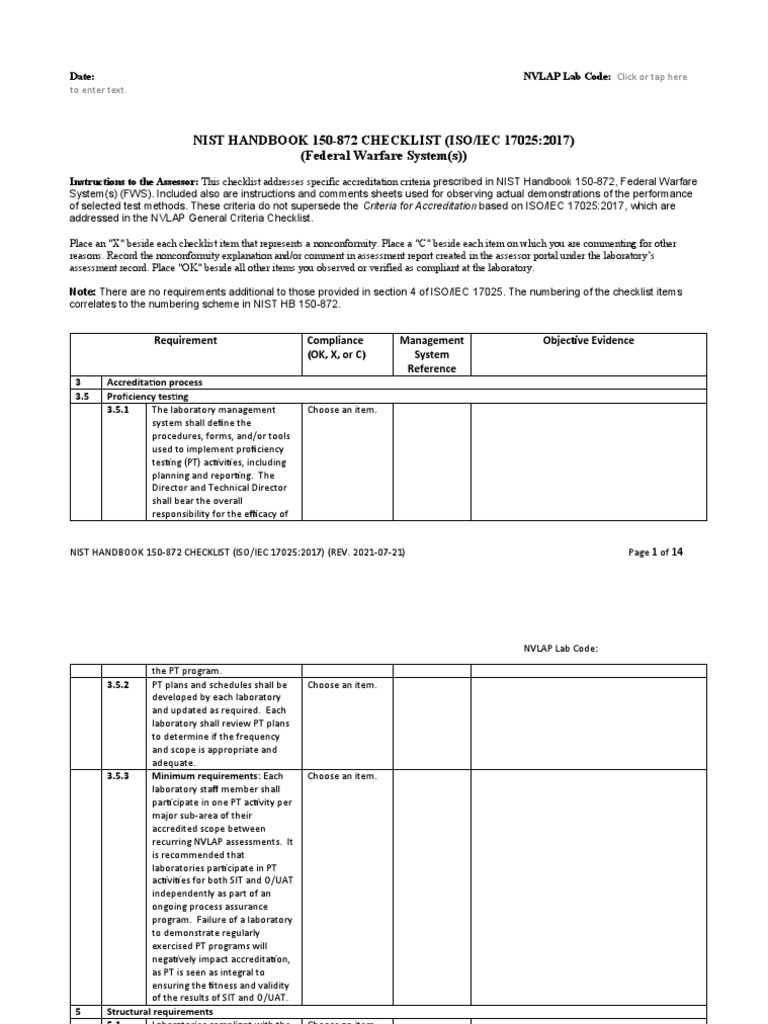 NIST-HB 150-872-Checklist 2021-07-21 | PDF