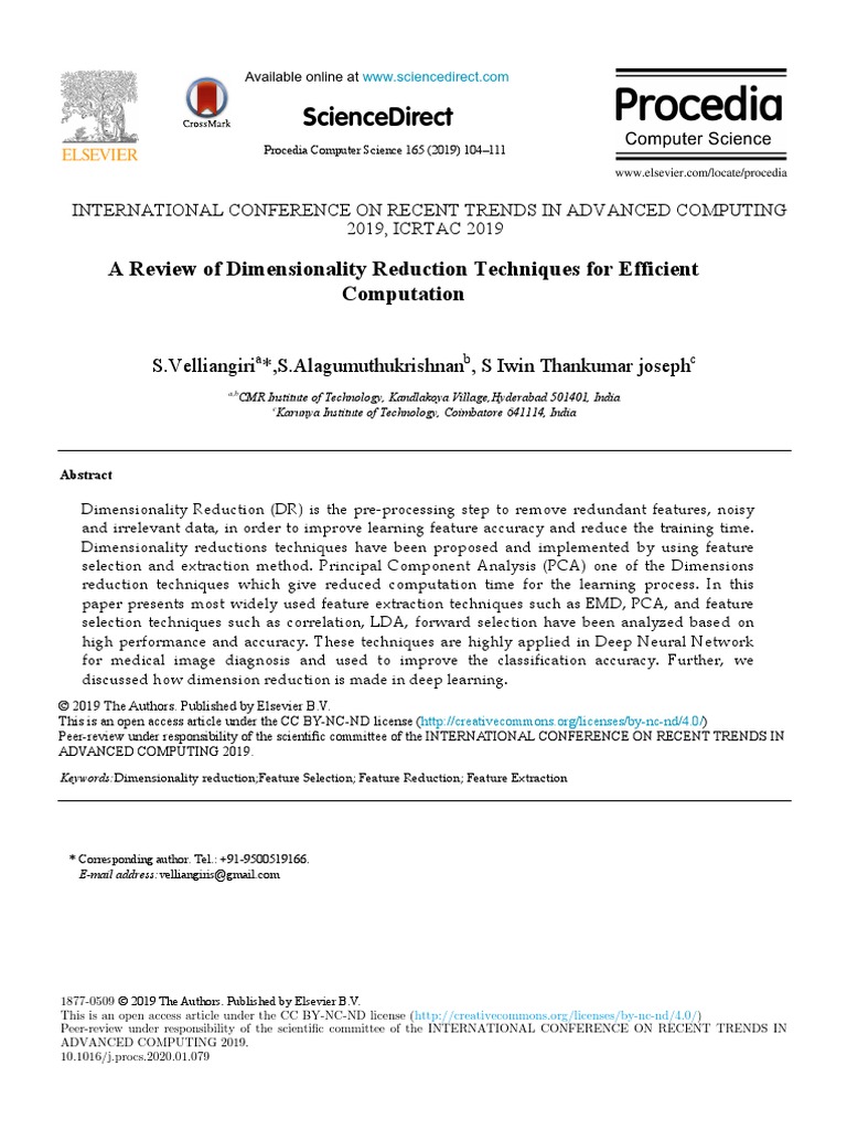 A Review of Dimensionality Reduction Techniques For Efficient ... A Review of Dimensionality Reduction Techniques For Efficient ...