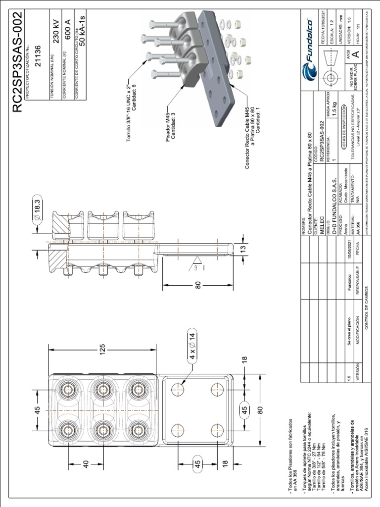 3-Ficha Tecnica Conectores Pararrayos | PDF