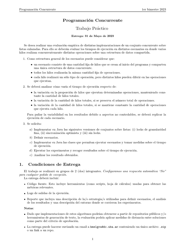 Programaci On Concurrente Trabajo PR Actico: Entrega: 31 de Mayo de ...