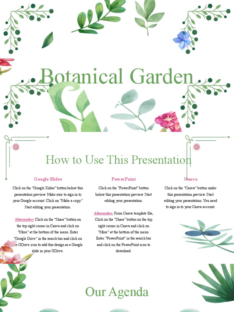 Green and Pink Nature Watercolor Botanical Garden Spring Field Trip ...