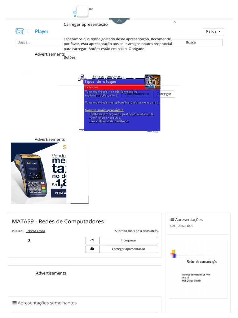 MATA59 - Redes de Computadores I - PPT Carregar | PDF