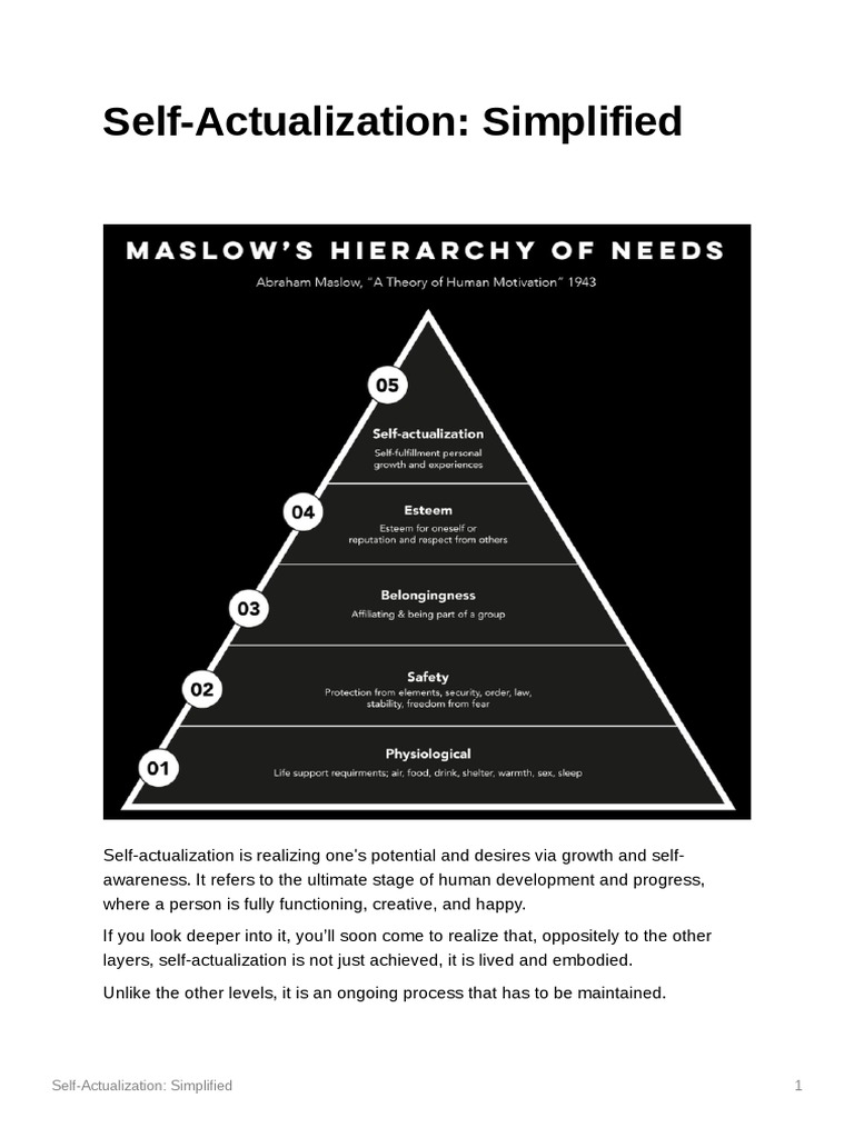 Self-Actualization Simplified | PDF | Self-Improvement | Lifestyle