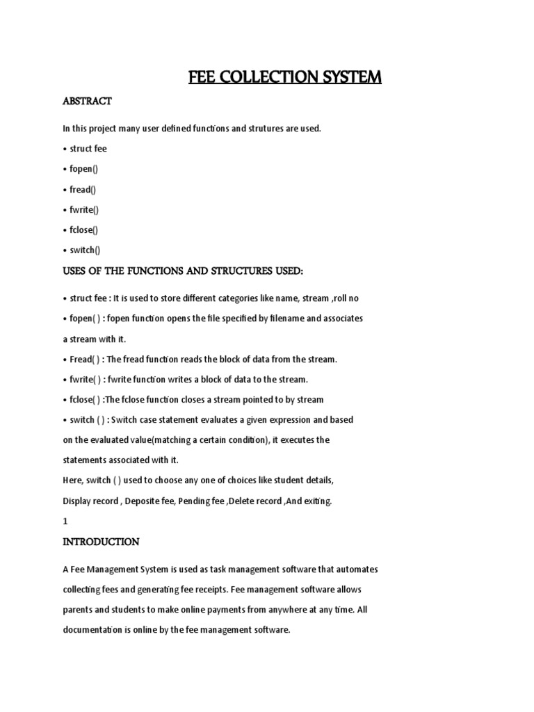 Fee Collection System | PDF | Software | Computer Program