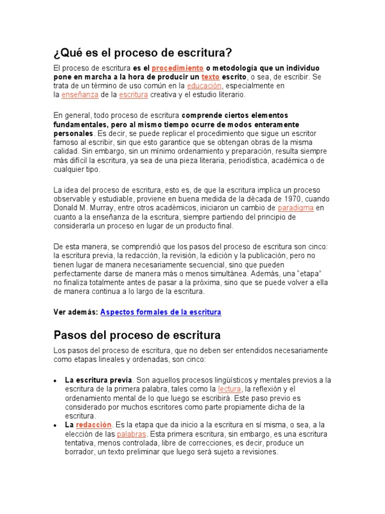 Proceso de escritura: etapas y consejos | PDF | Escritura | Cognición