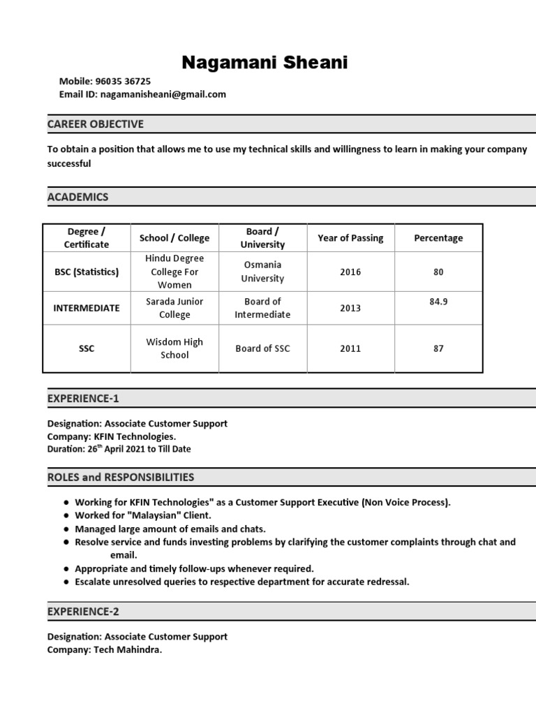 Nagamani (Resume) | PDF | Learning | Cognition