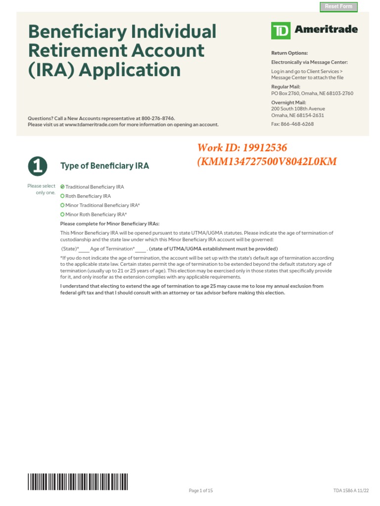 Beneficiary IRA Application Guide | PDF | Individual Retirement Account ...