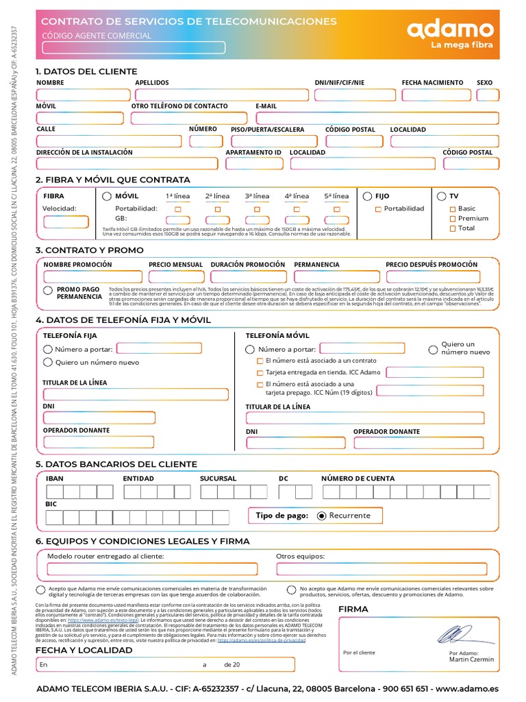 Contrato Editable-Generico-Tv | PDF | Telefonía móvil | Privacidad