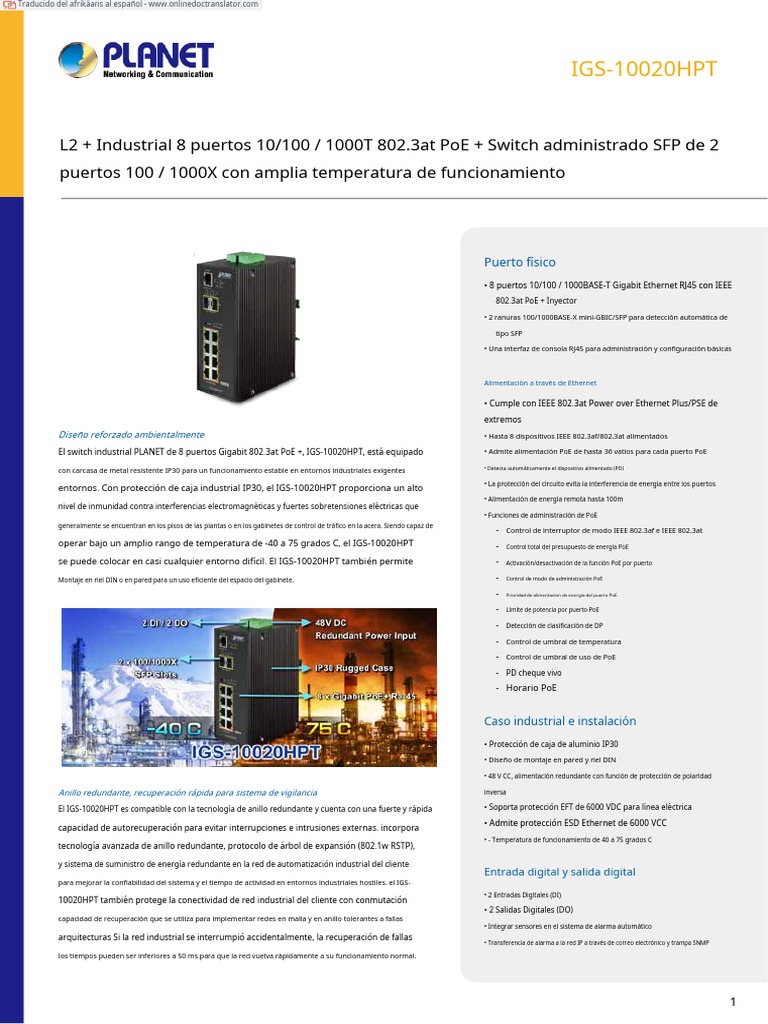 Ficha Tecnica Switch 16 Puertos | PDF