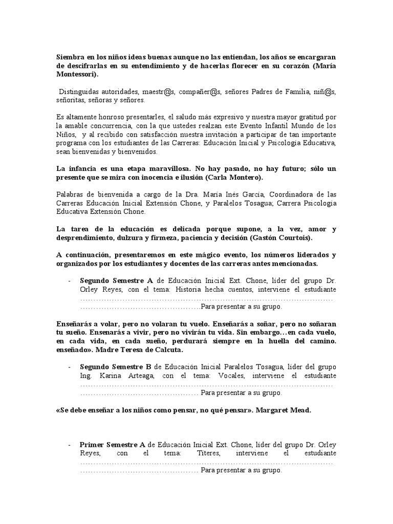 Programa de Las Carreras Educación Inicial Ext | PDF | Relaciones ...