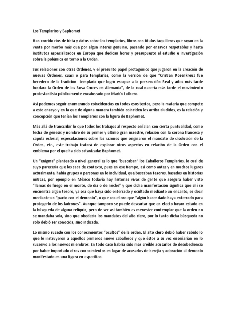 Baphomet y Los Templarios | PDF | Caballeros templarios